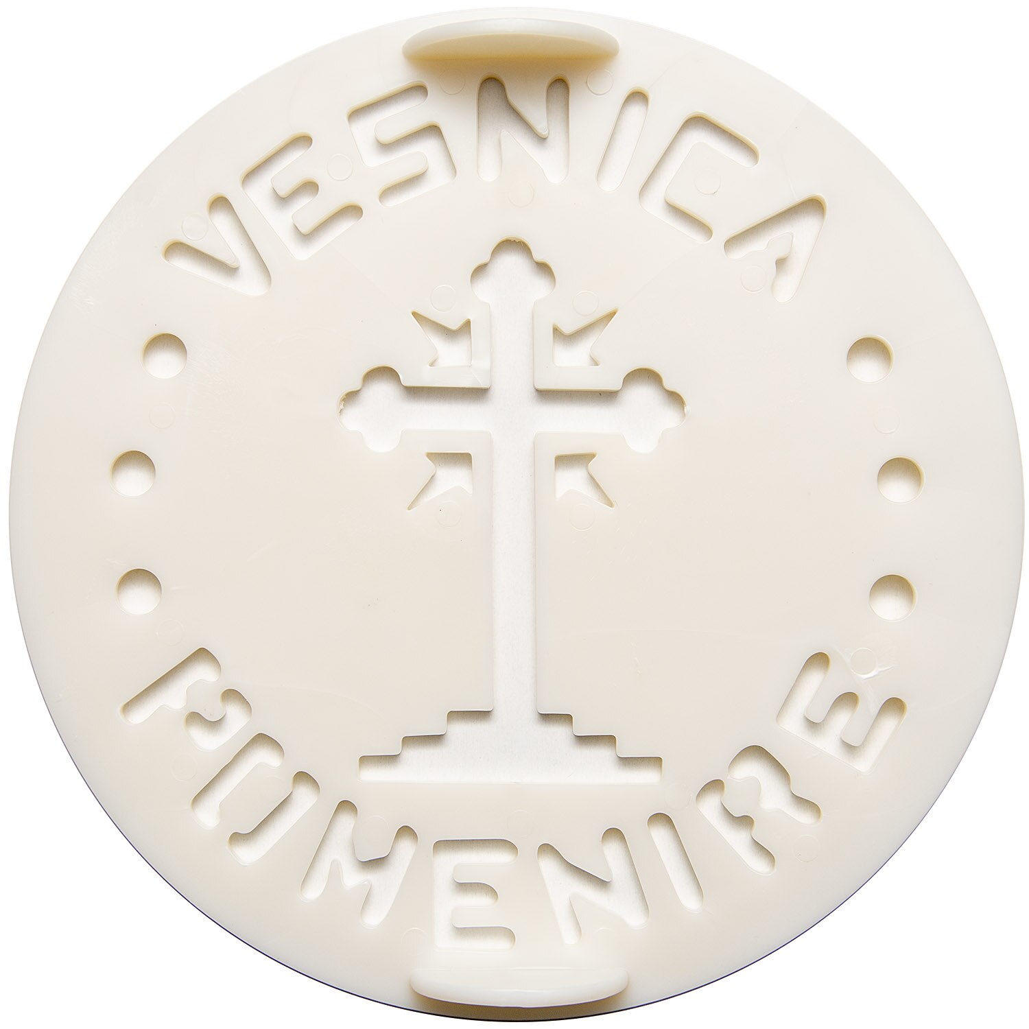 Tipar Cruce rotund din plastic, vesnica pomenire, pentru ornart coliva ...