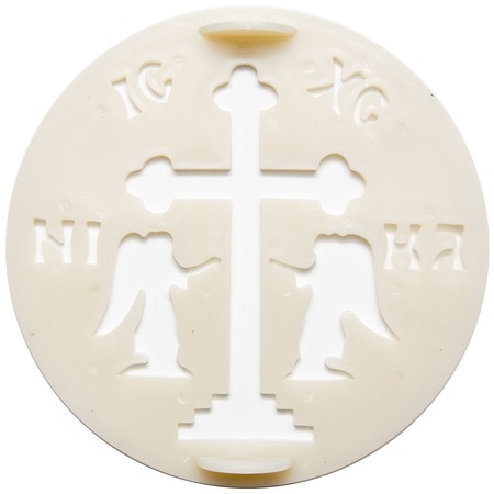 Tipar Cruce cu ingeri, rotund, din plastic, pentru ornat coliva ...