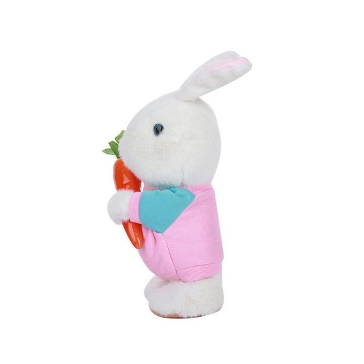 Iepuras Interactiv din plus cu morcov, dansator, repetare vocala, roz ...