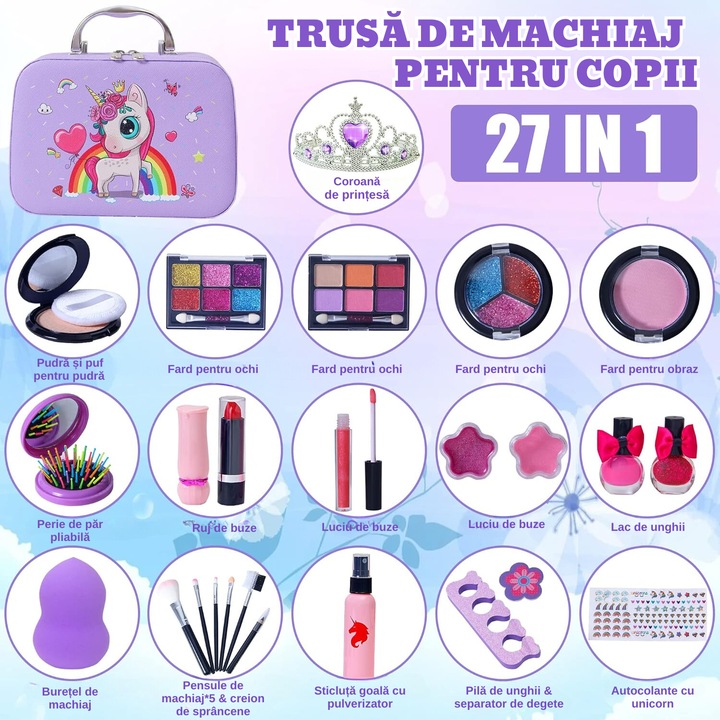 Trusa de machiaj pentru copii, Simply Joy, rujuri, farduri, oja, pentru ...