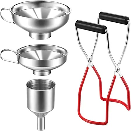 Set 3 buc palnie inox pentru borcane, cu cleste pentru borcane ...
