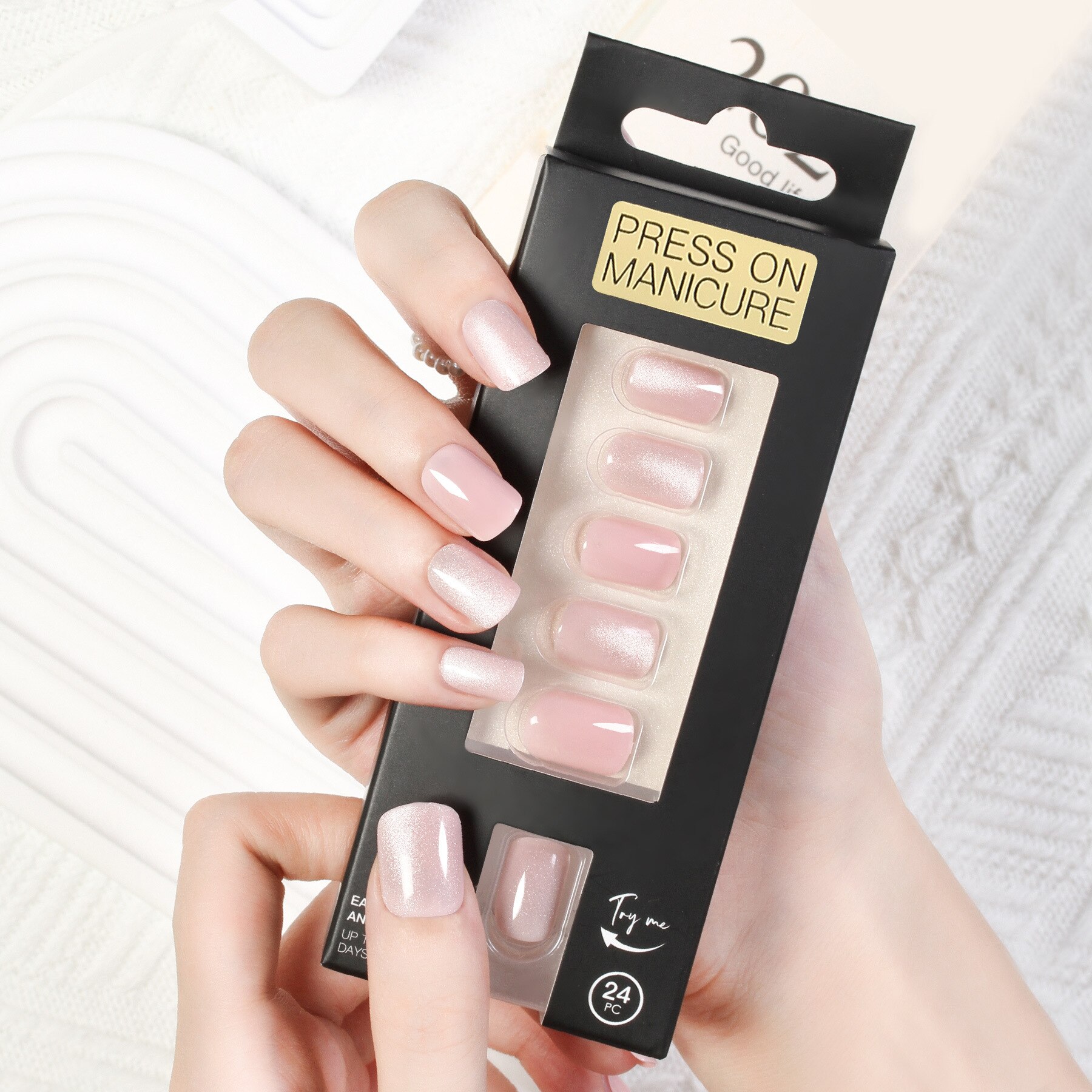 Unghii false autoadezive, Press-On Gel, Squoval, 24 unghii false cu ...