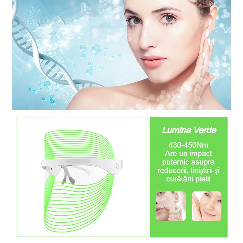 Masca LED AcronicPro, Regenerarea Tenului, Terapie pentru Acnee, Lumina ...