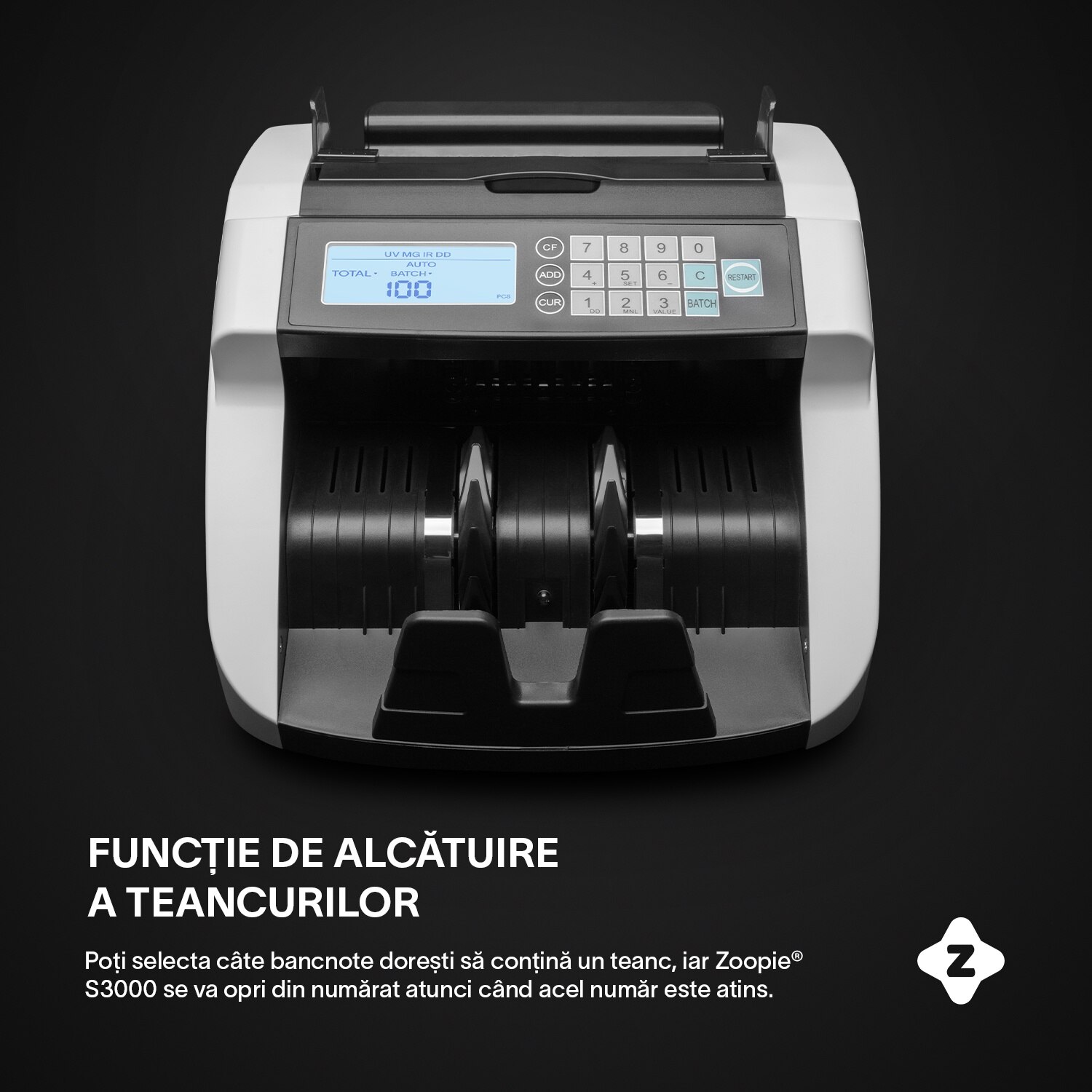 Masina de numarat bani, Zoopie®, Detectare bancnote prin IR, UV, MG ...