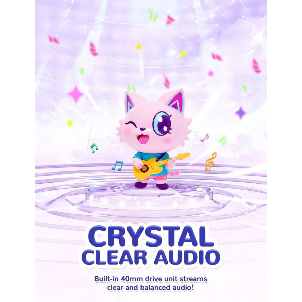 Casti Audio Cat Ear Meow Lolipop cu Fir, Pliabile, Pentru Copii, Volum ...