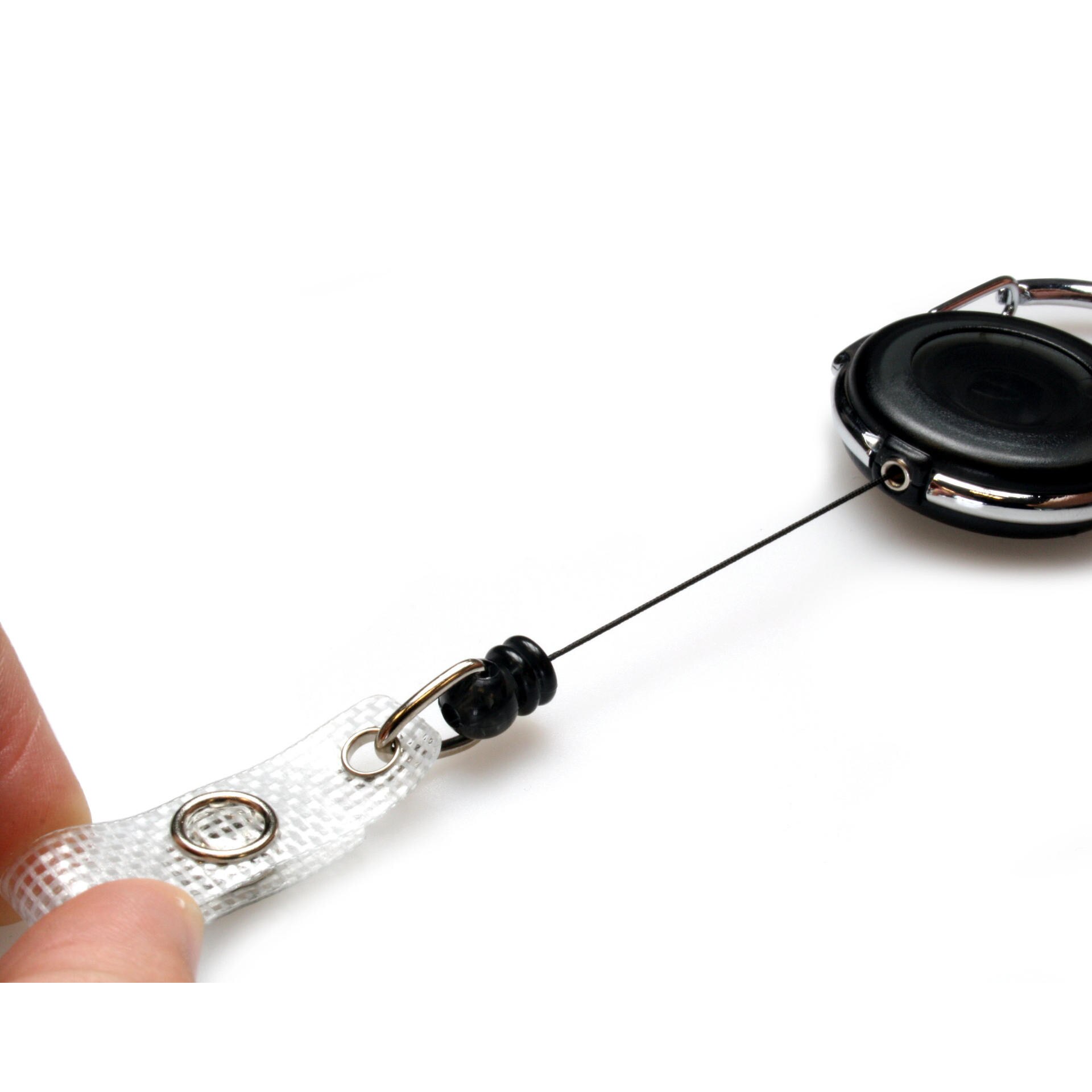 Set 5 rola cu snur retractabil cu clips pentru ecuson legitimatie, Negru translucid - eMAG.ro