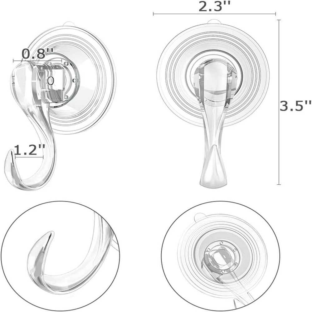 Set 4 carlige cu ventuza pentru baie, Plastic, Transparent - eMAG.ro