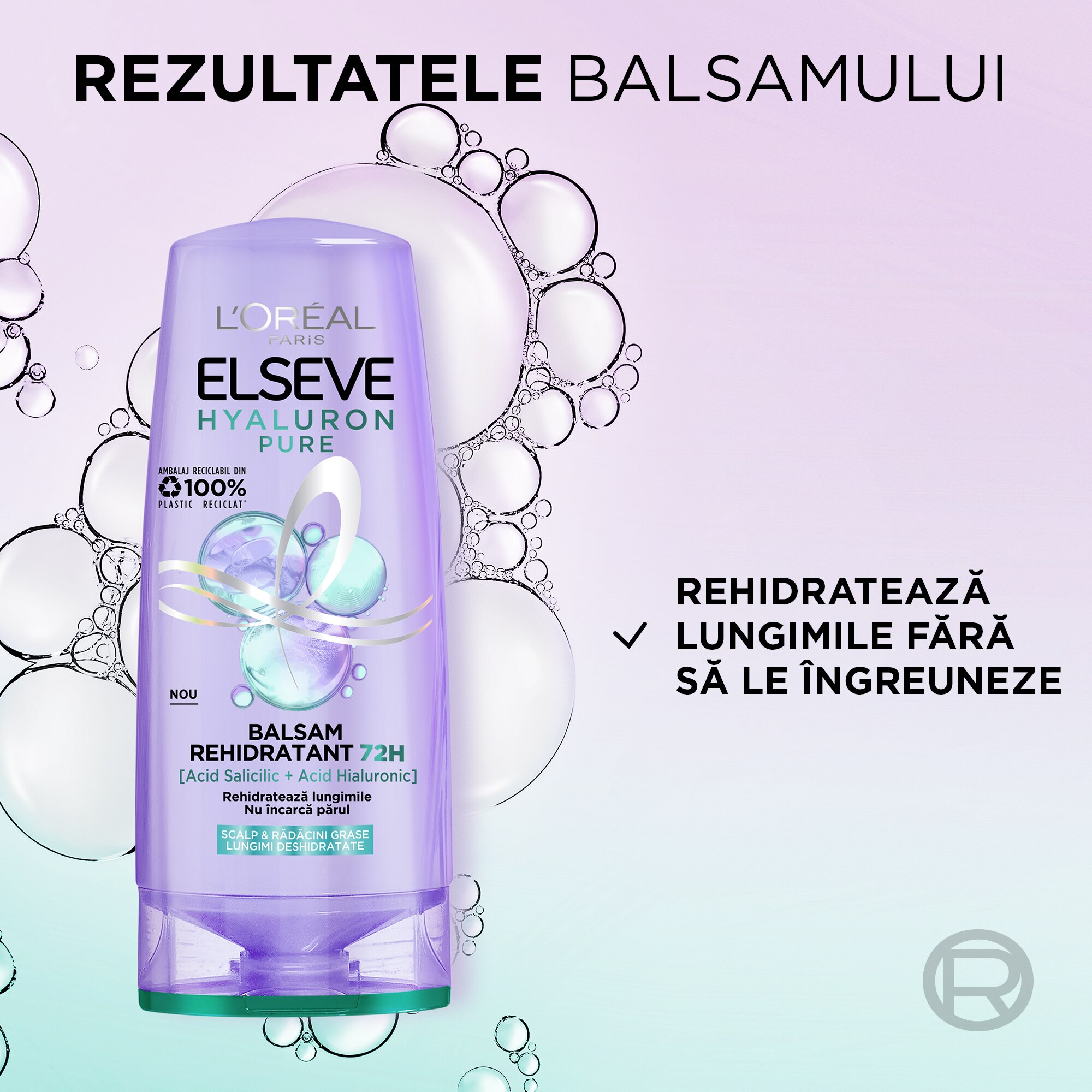 Balsam rehidratant L'Oreal Paris Elseve Hyaluron Pure pentru scalp si ...