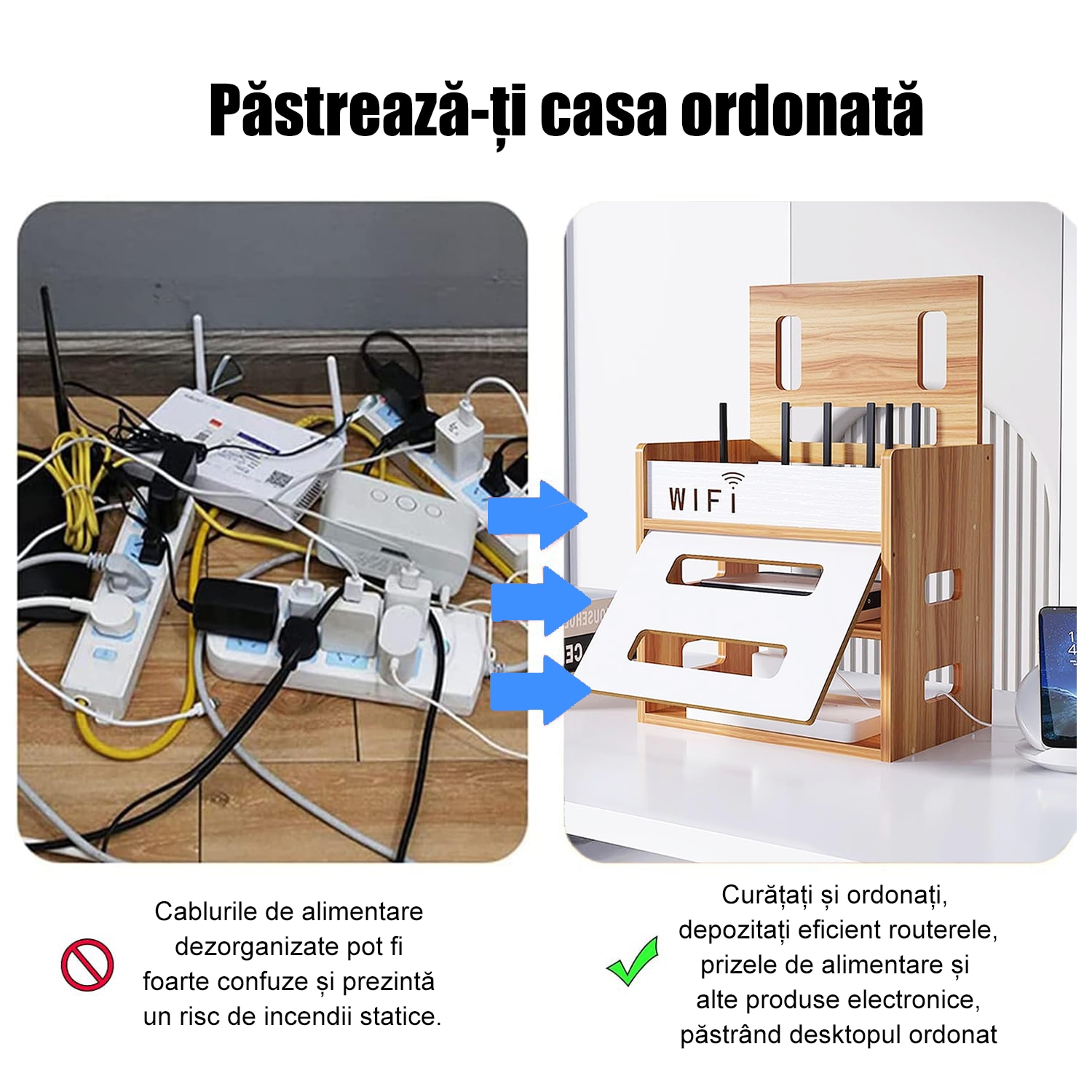 Raft Suport Router Wireless, BYONDSELF®, Trei Compartimente, pentru ...