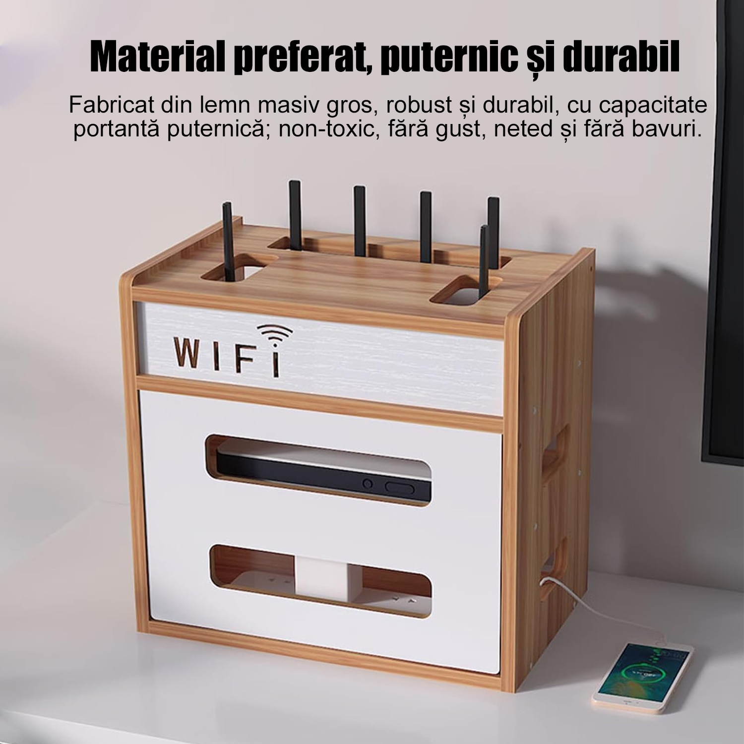 Raft Suport Router Wireless, BYONDSELF®, Trei Compartimente, pentru ...