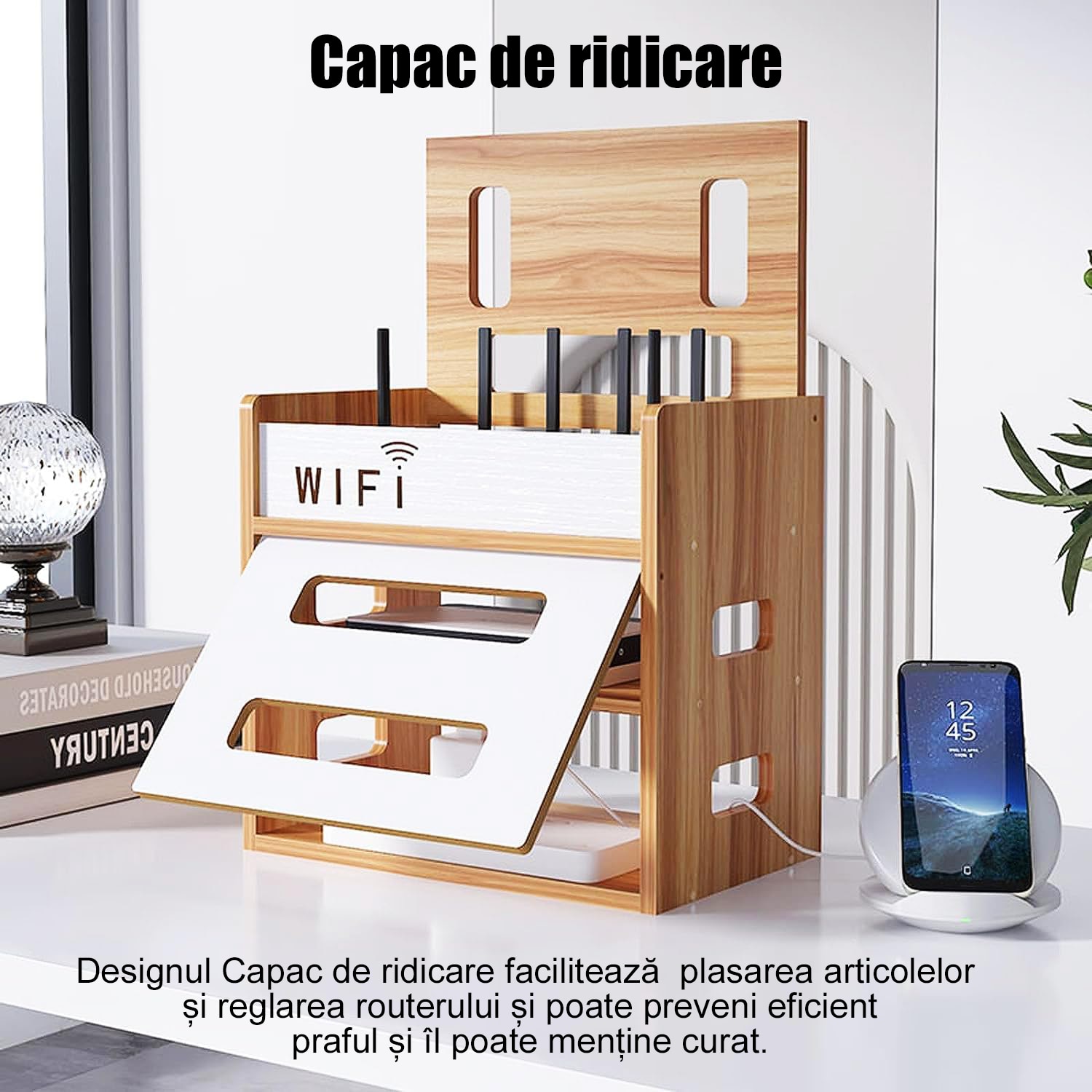 Raft Suport Router Wireless, BYONDSELF®, Trei Compartimente, pentru ...