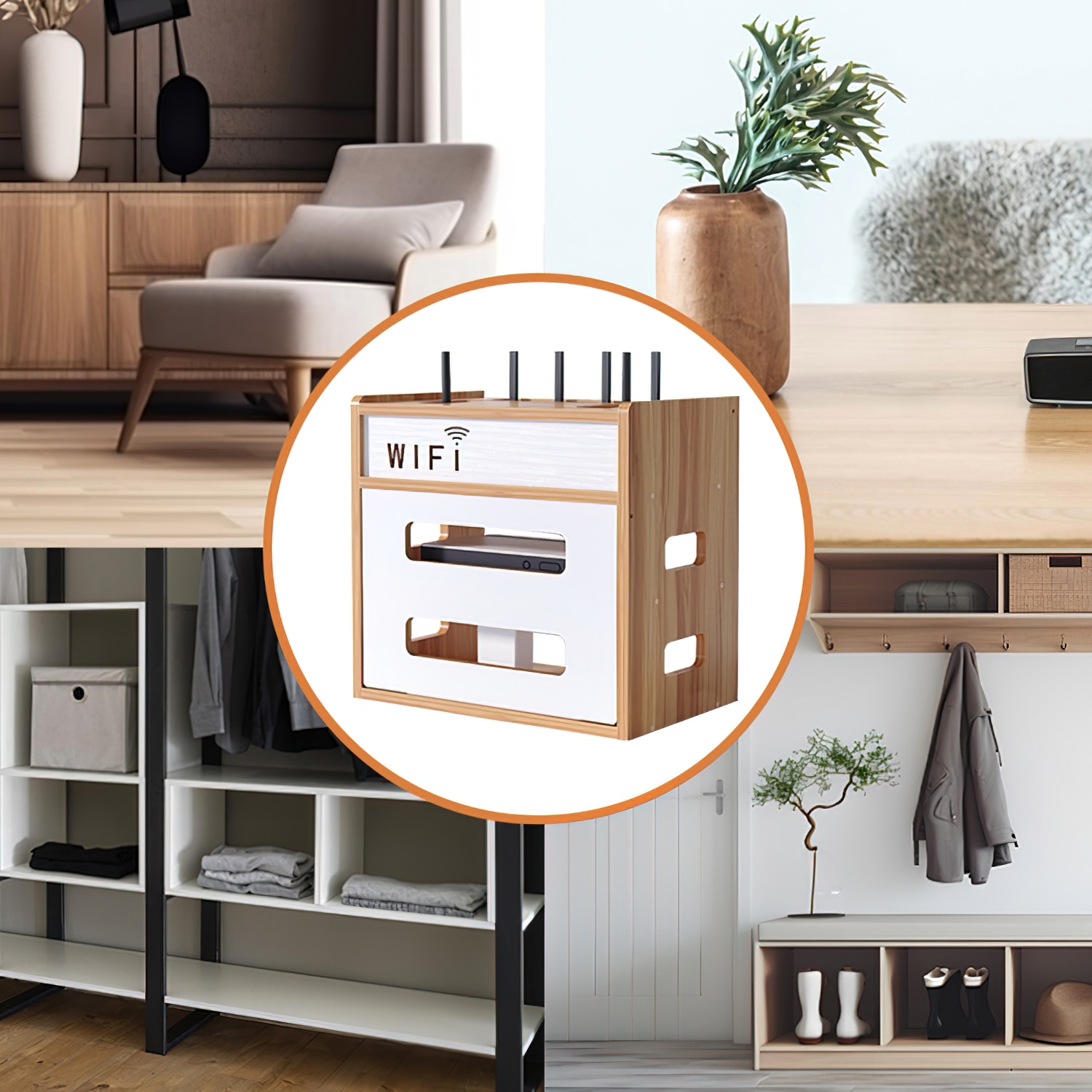 Raft Suport Router Wireless, BYONDSELF®, Trei Compartimente, pentru ...