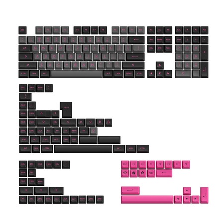 Kit taste gaming Akko Black & Rose Keycaps Set PBT ASA, set complet 197 ...