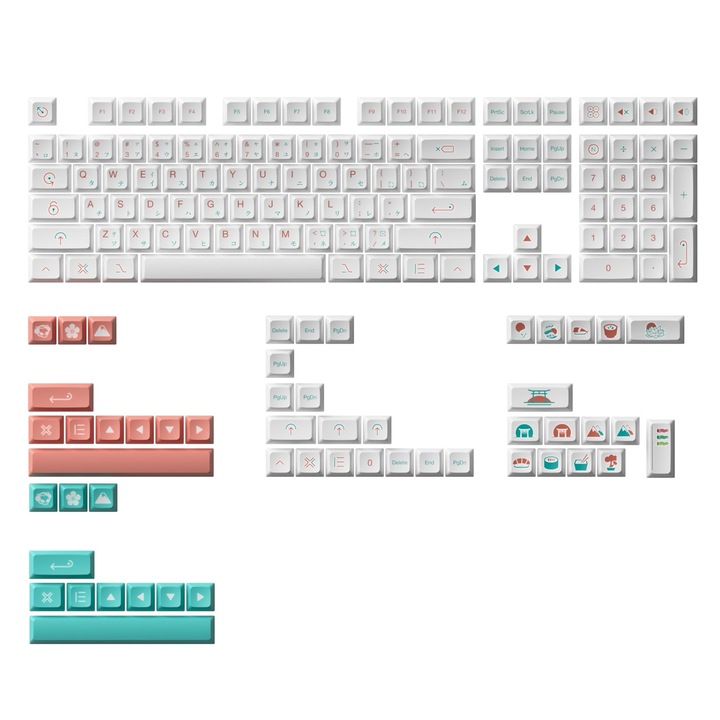 Комплект клавиши за клавиатура Akko Red Fuji Keycaps Set PBT JDA, пълен ...