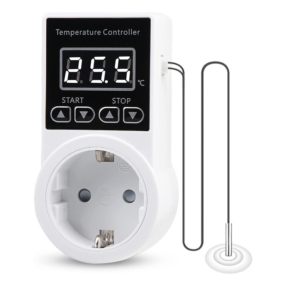 Priza Programabila Techstar®, Digital Timer, 240V, 10A, Timp/Temperatura, Termostat, Senzor ...