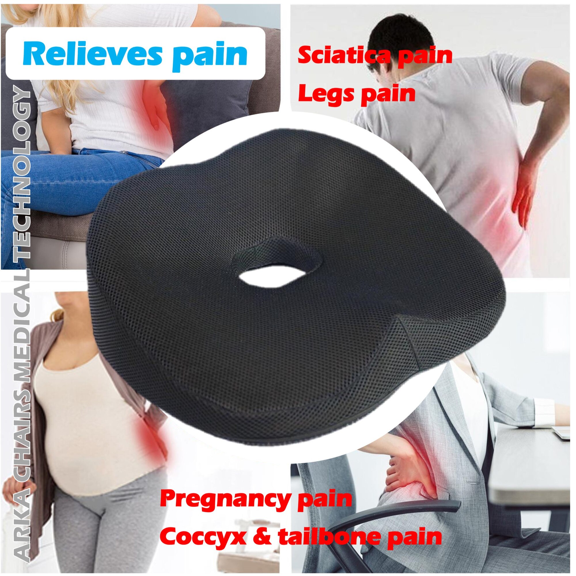 Perna ortopedica sezut, spuma cu memorie, husa lavabila, respirabila si ...