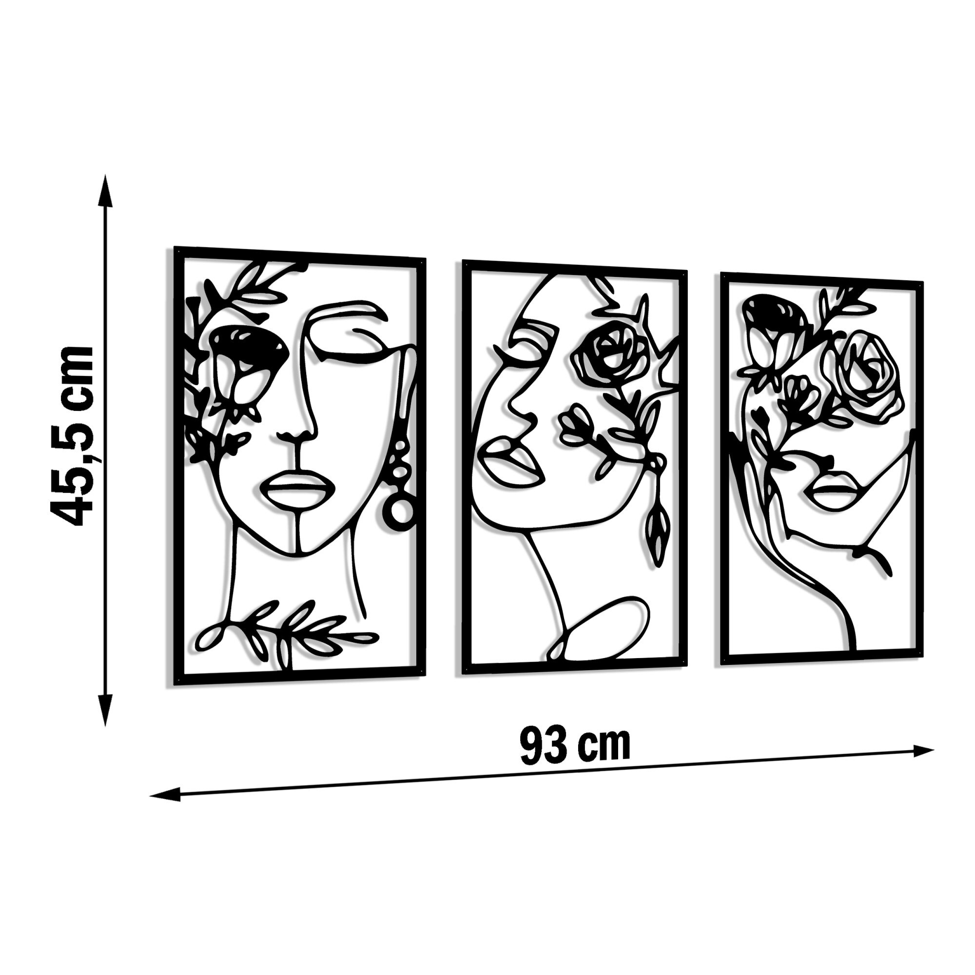 Decor pentru perete, Outentin, Femeia cu flori, negru 93 x 45.5 cm ...