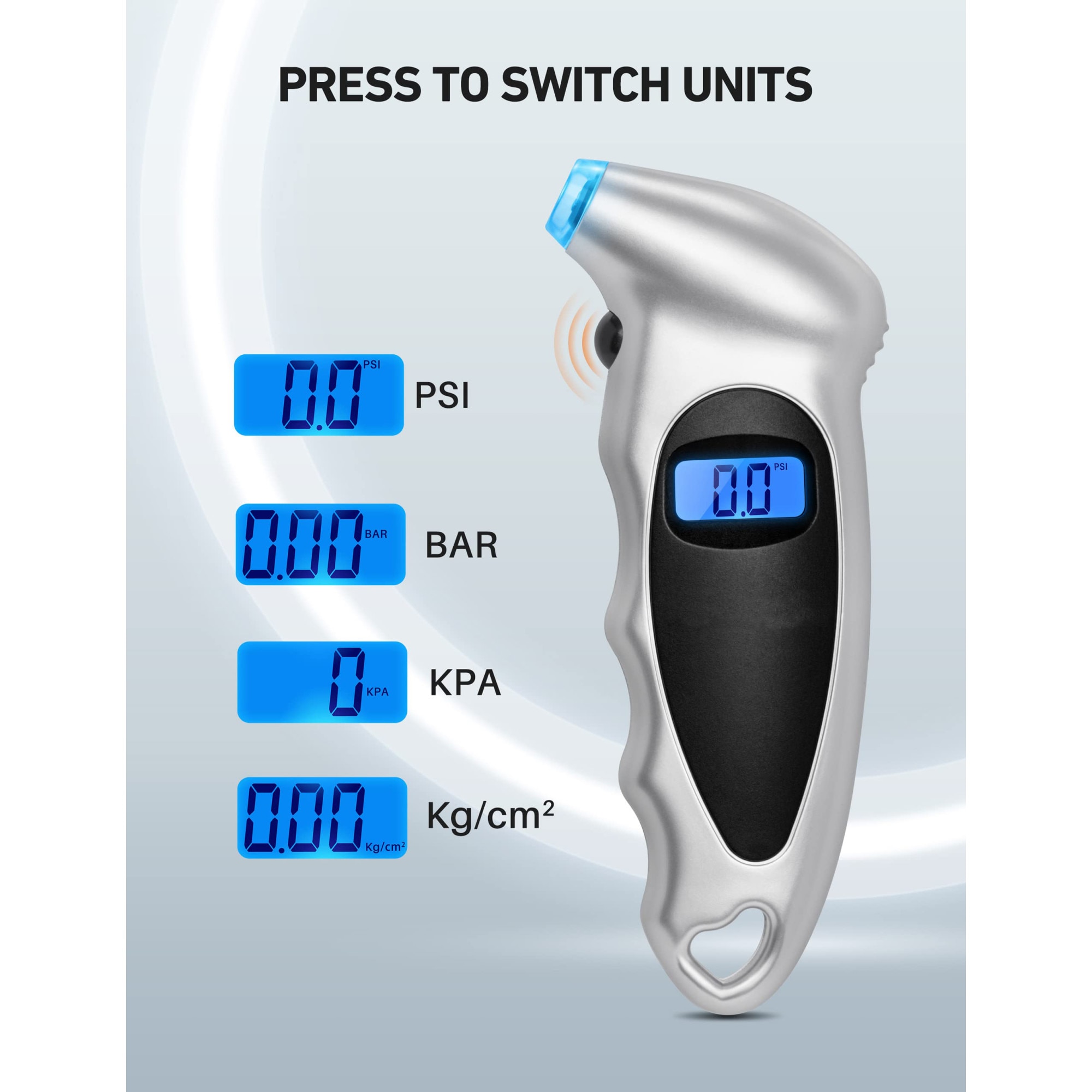Manometru digital pentru verificare presiune roti, 0-150 PSI, 4 unitati ...