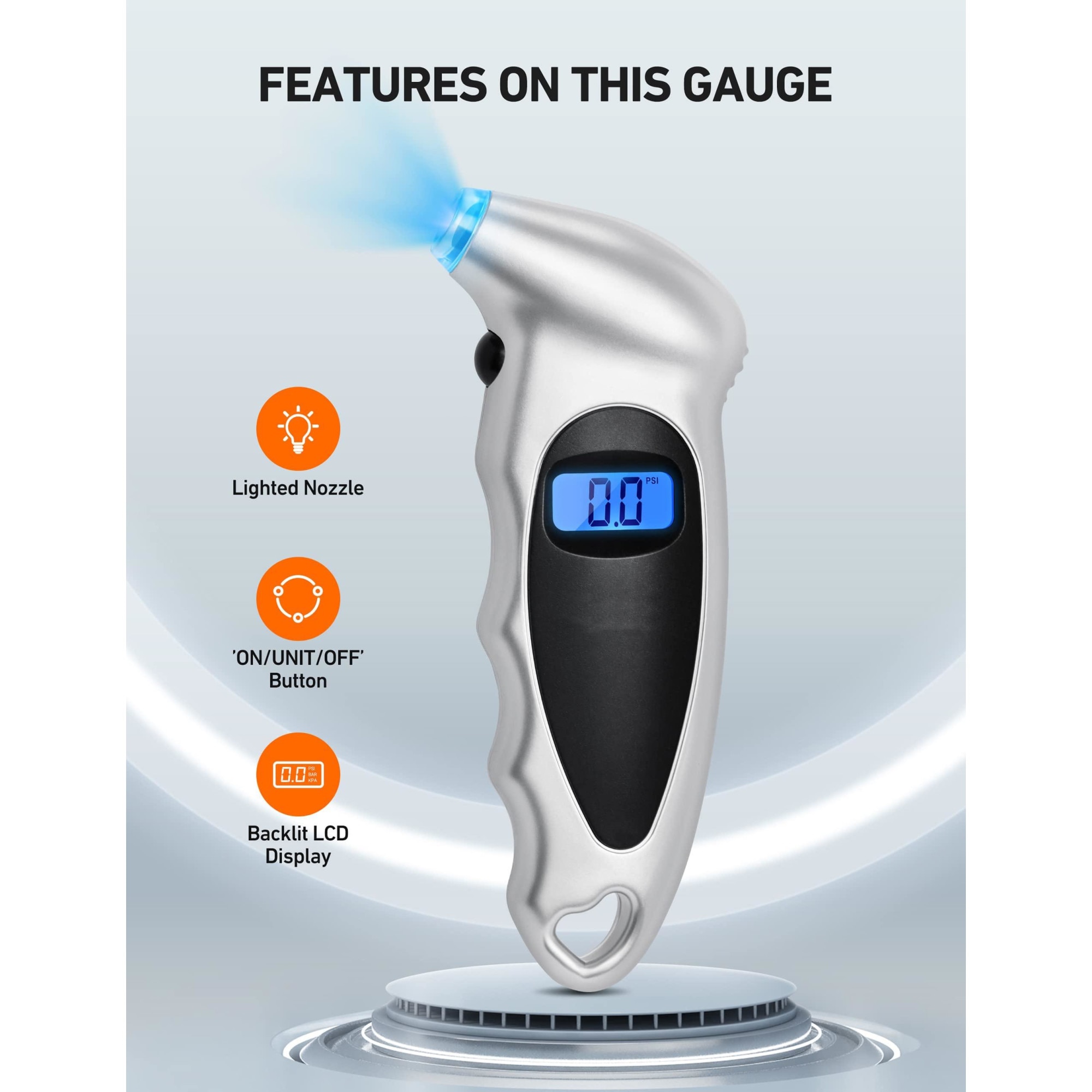 Manometru digital pentru verificare presiune roti, 0-150 PSI, 4 unitati ...