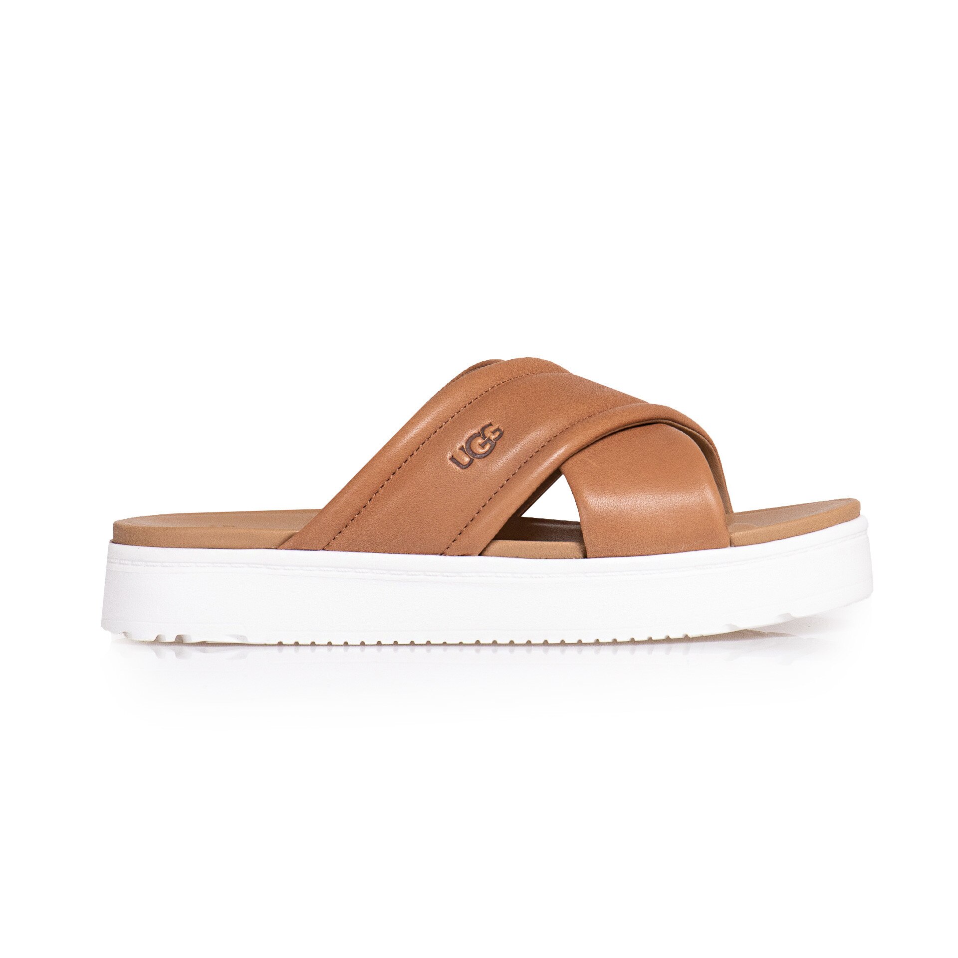 Papuci platforma UGG Zayne, piele naturala, maro, 40 - eMAG.ro
