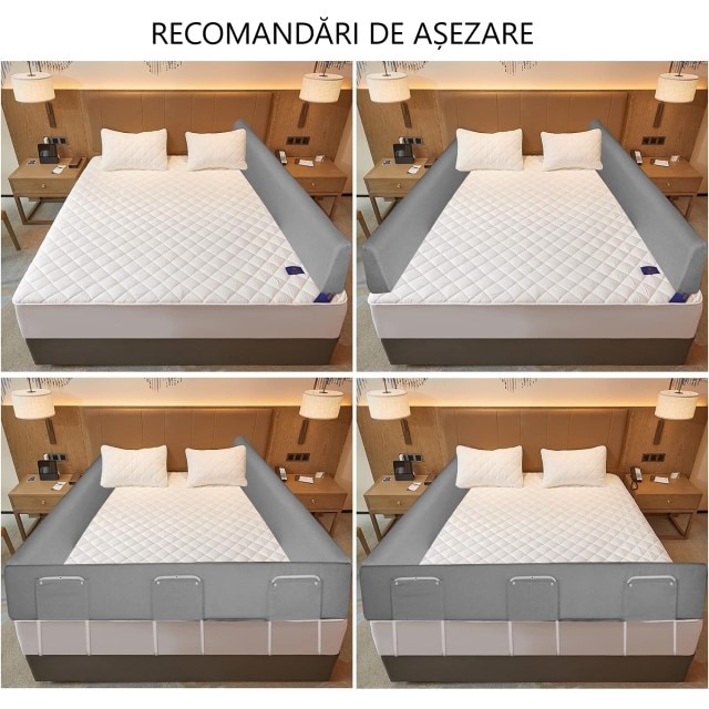 Protectie laterala moale si flexibila pentru pat, Gri, lungime 117 cm ...