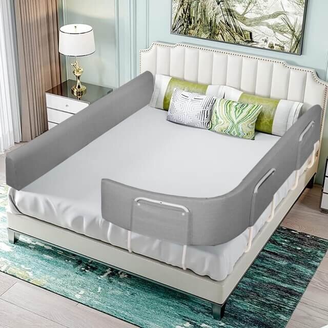 Protectie laterala moale si flexibila pentru pat, Gri, lungime 117 cm ...