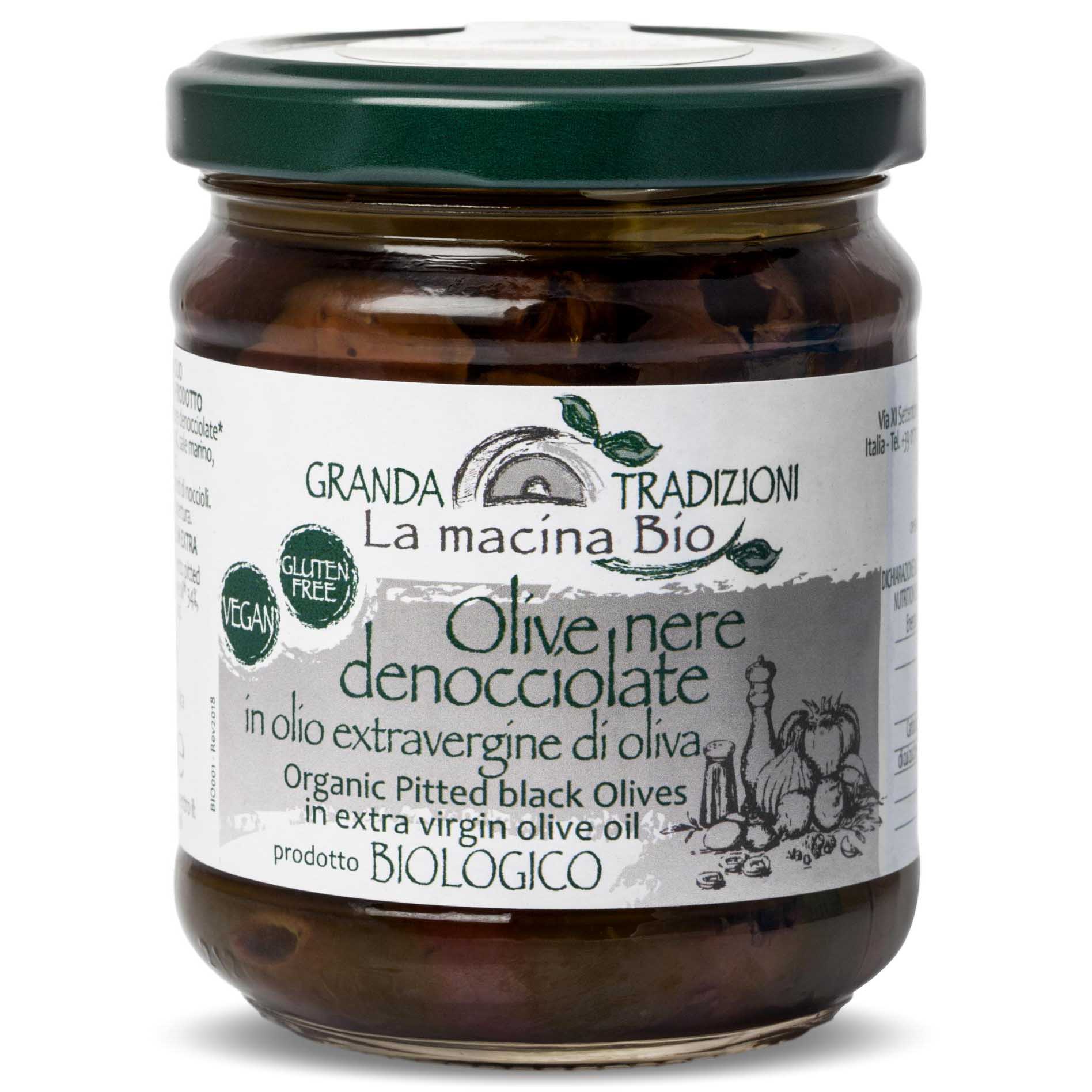 Masline negre BIO fara samburi, in ulei de masline La Macina Bio 170g ...