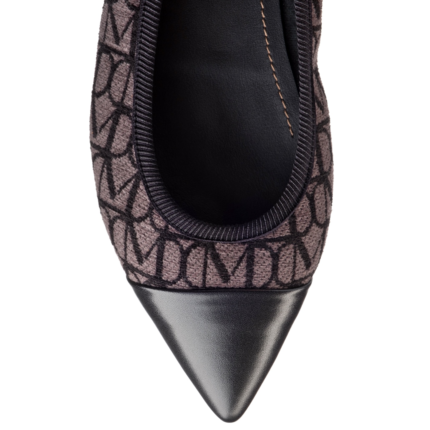 Balerini dama Musette LIZETTE A10, Piele naturala/Textil, negru/gri ...