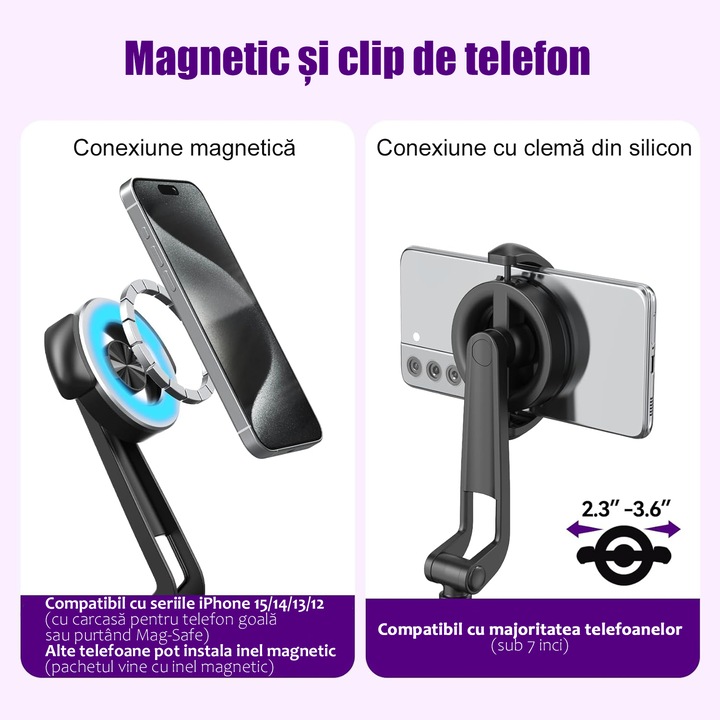 Trepied Foto Telescopic, BYONDSELF®, Suport Magnetic Pentru Telefon ...