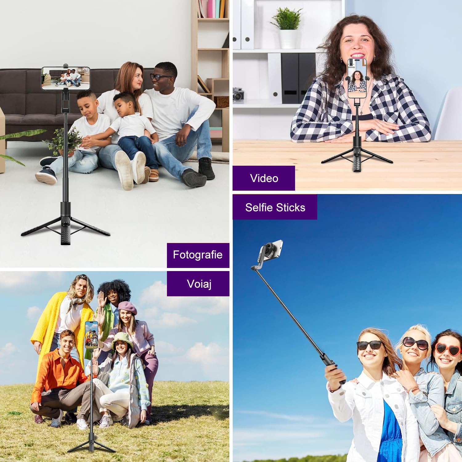 Trepied Foto Telescopic, BYONDSELF®, Suport Magnetic Pentru Telefon ...