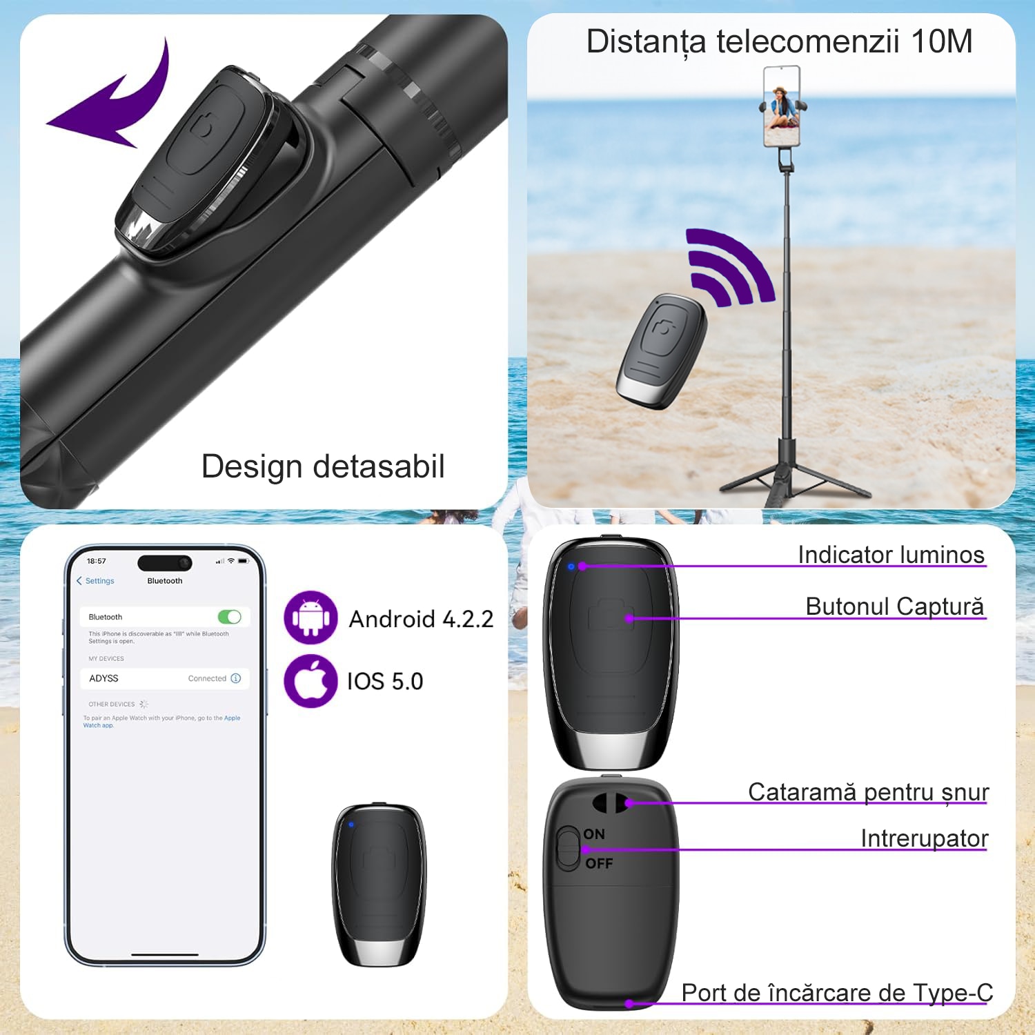 Trepied Foto Telescopic, Pentru Camera Foto/Telefon, Magnetic, 22-130cm ...