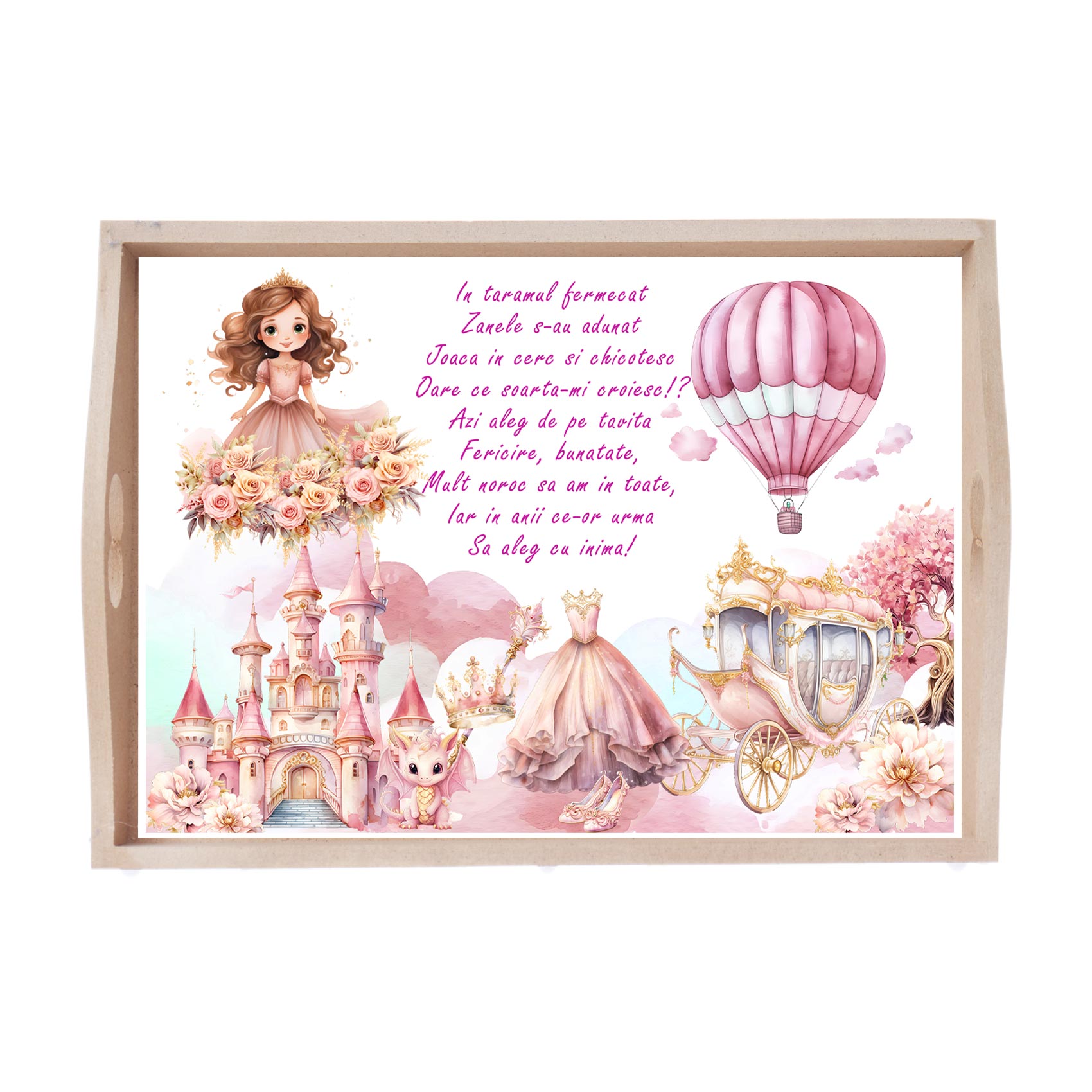 Set tava pentru taiere mot/ turta, model Printesa, roz, 6 piese, 35x20 ...