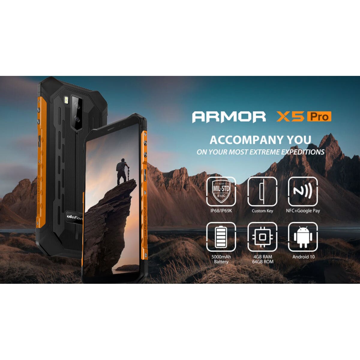 Смартфон Ulefone Armor X5 pro, Orange, 64GB, Dual Sim - eMAG.bg