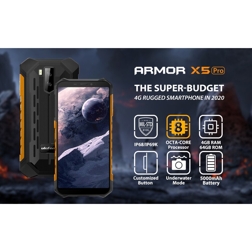 Смартфон Ulefone Armor X5 pro, Orange, 64GB, Dual Sim - eMAG.bg