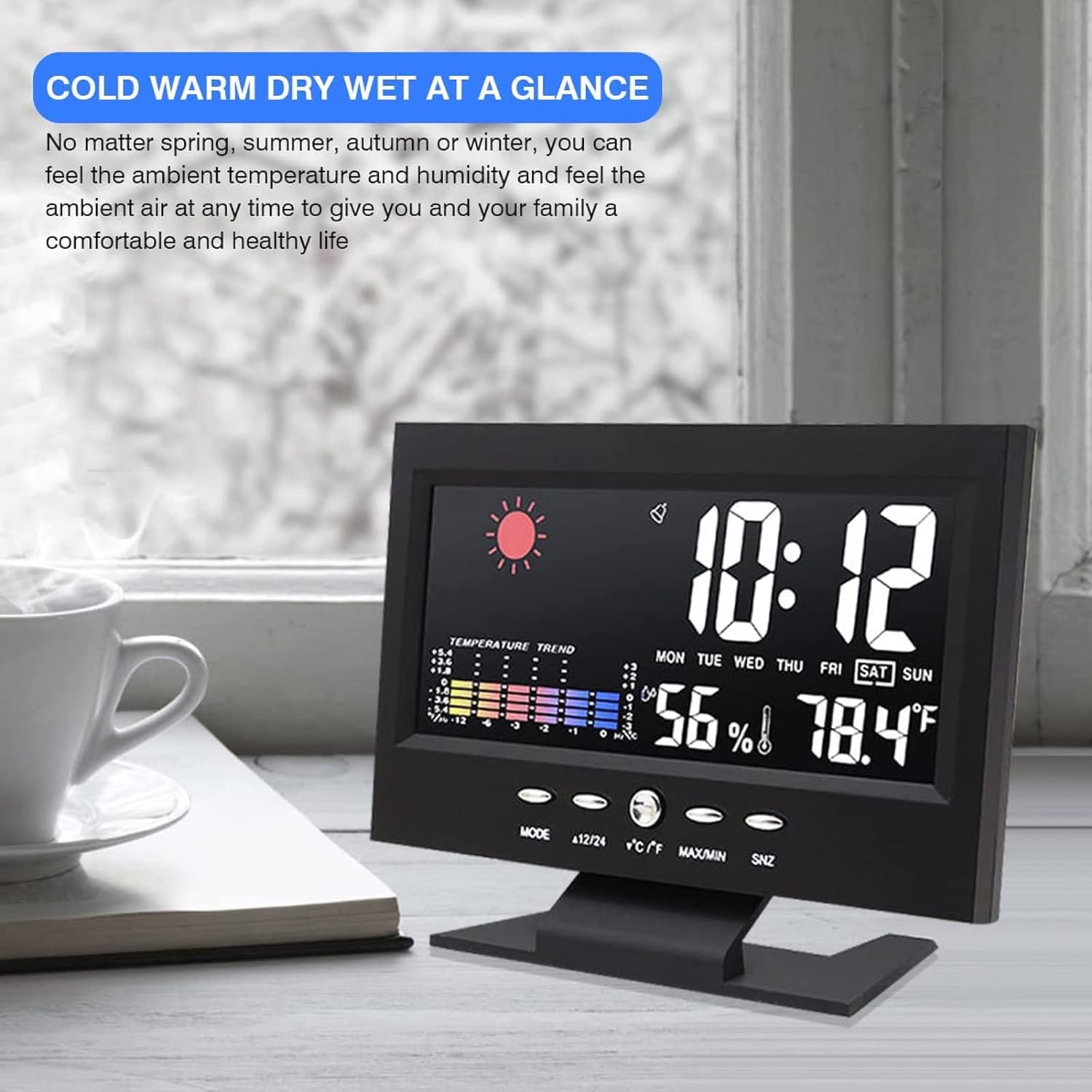 Statie meteo Termometru fara fir pentru interior si exterior, Afisaj ...