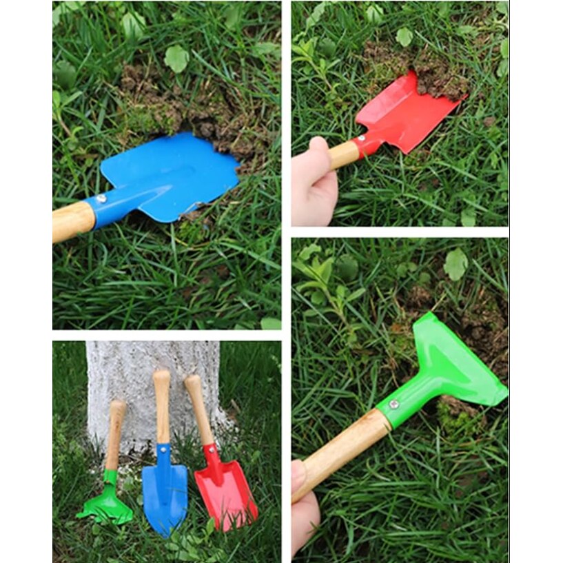 Set pentru gradinarit format din 3 unelte, destinat copiilor, din lemn ...