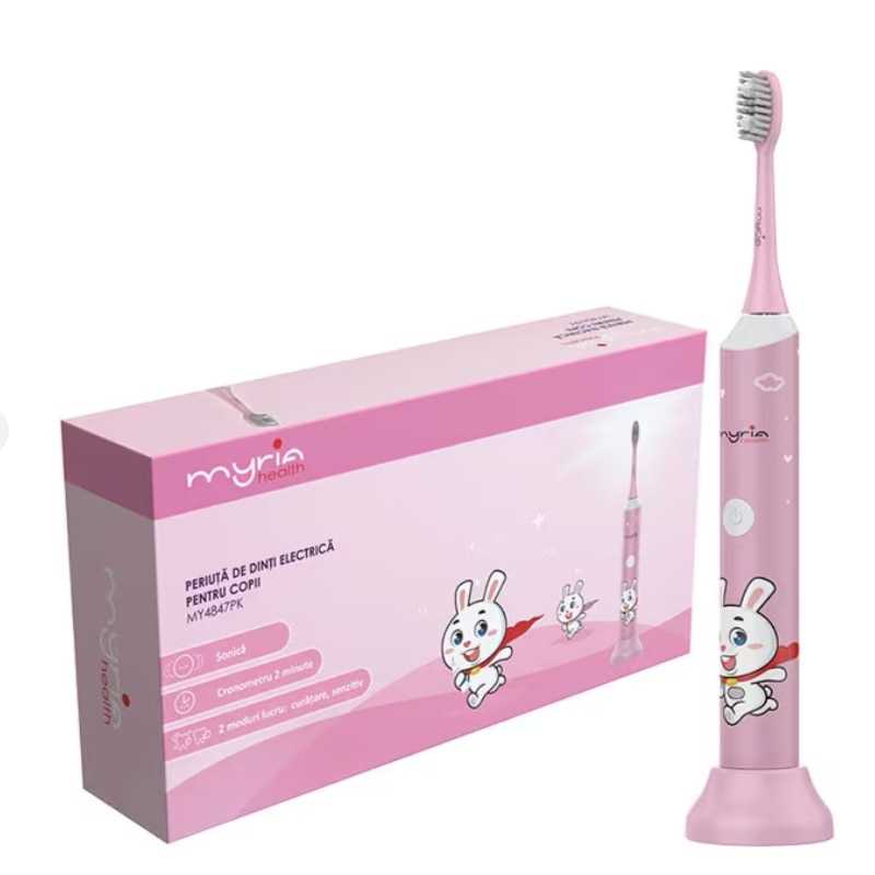 Periuta electrica de dinti pentru copii MYRIA MY4847PK, 31000 miscari ...