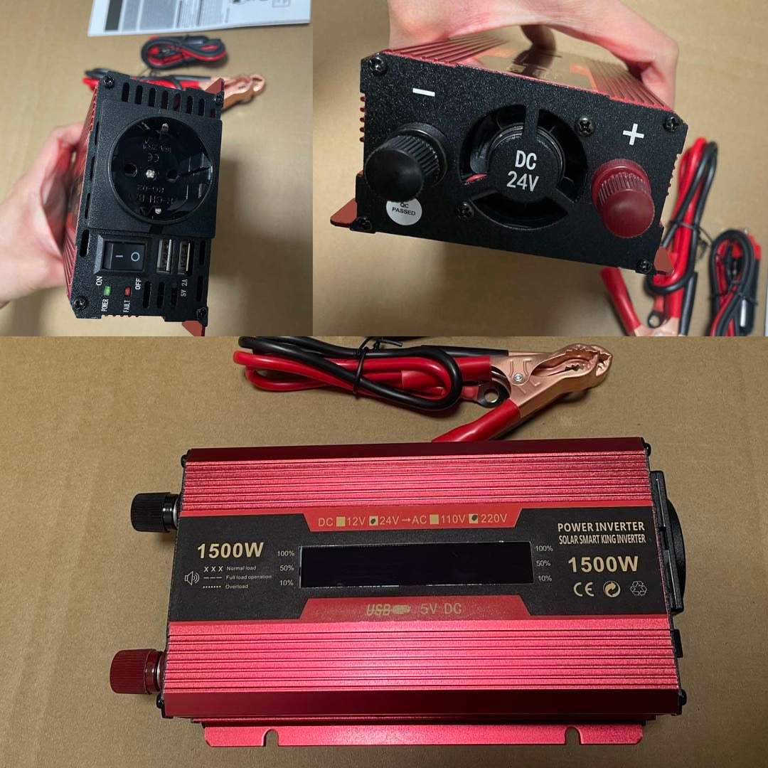 Invertor 24v 220v 1500w Unda Modificata cu Display, 1 Iesire AC ...