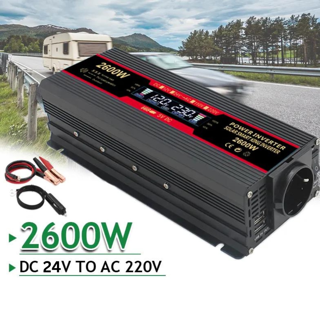 Invertor 24v 220v 2600w Unda modificata cu Display, 1 Iesire AC ...