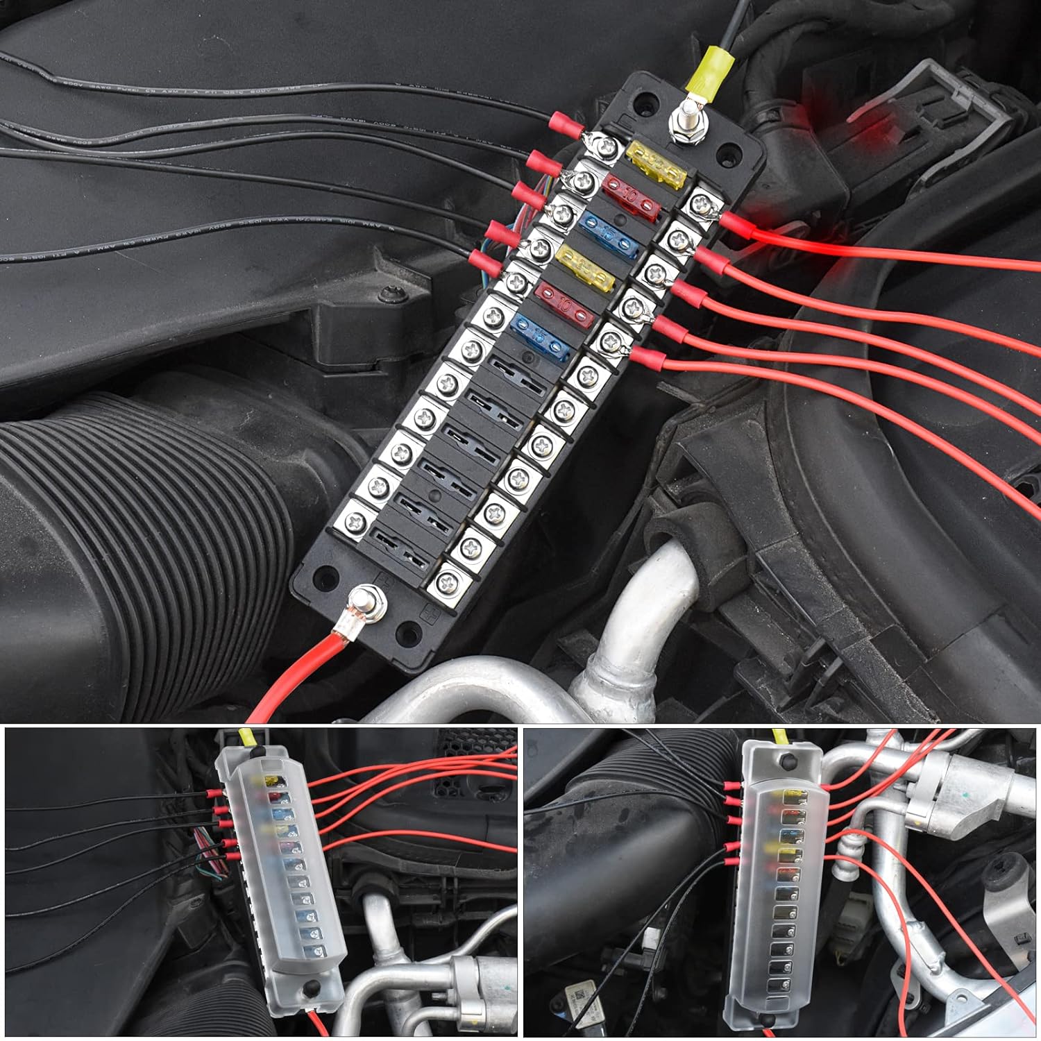 Set panou sigurante auto cu 12 iesiri, 12 V, cu sigurante 5A 10A 15A ...