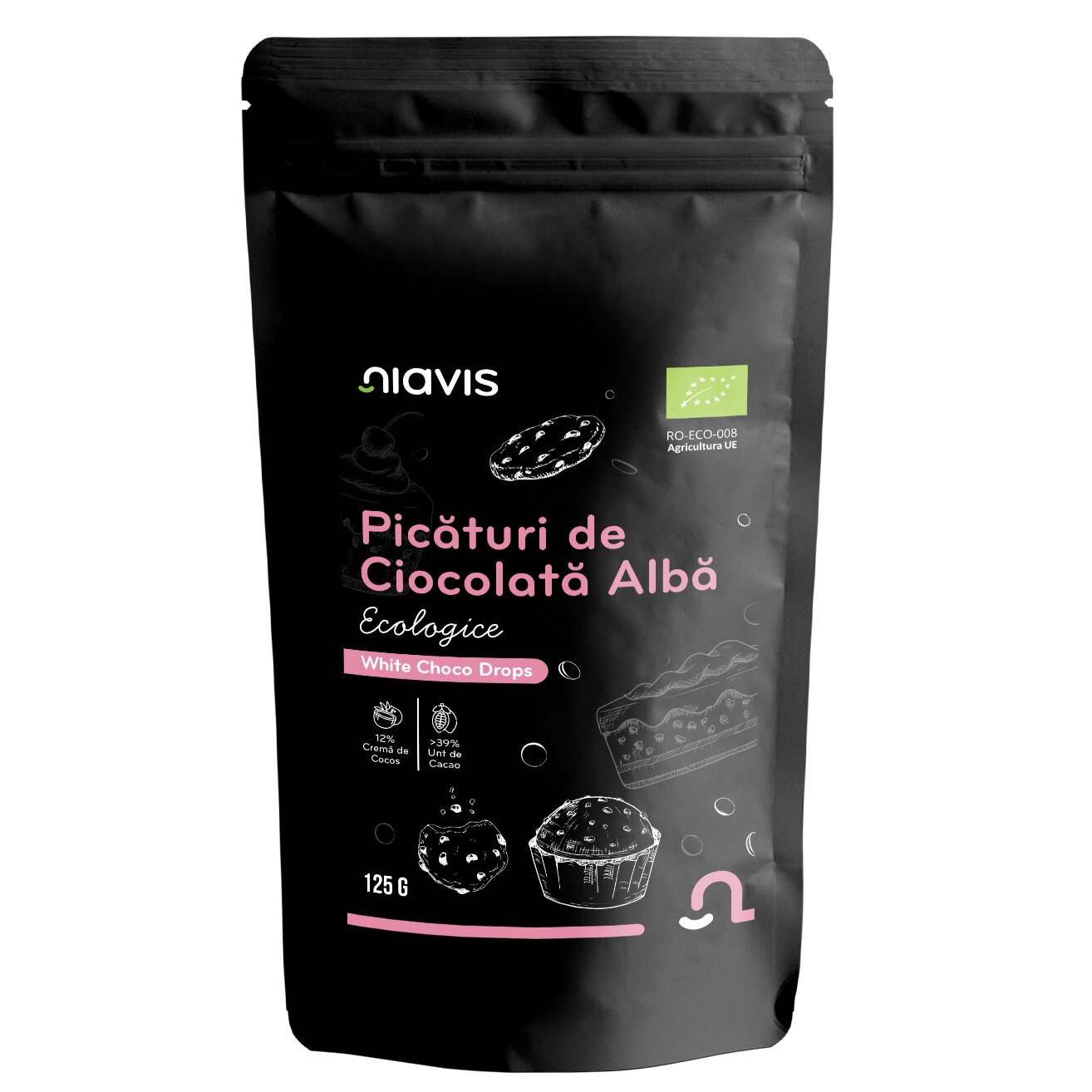 Picaturi de Ciocolata Alba Ecologice/Bio 125g NIAVIS - eMAG.ro