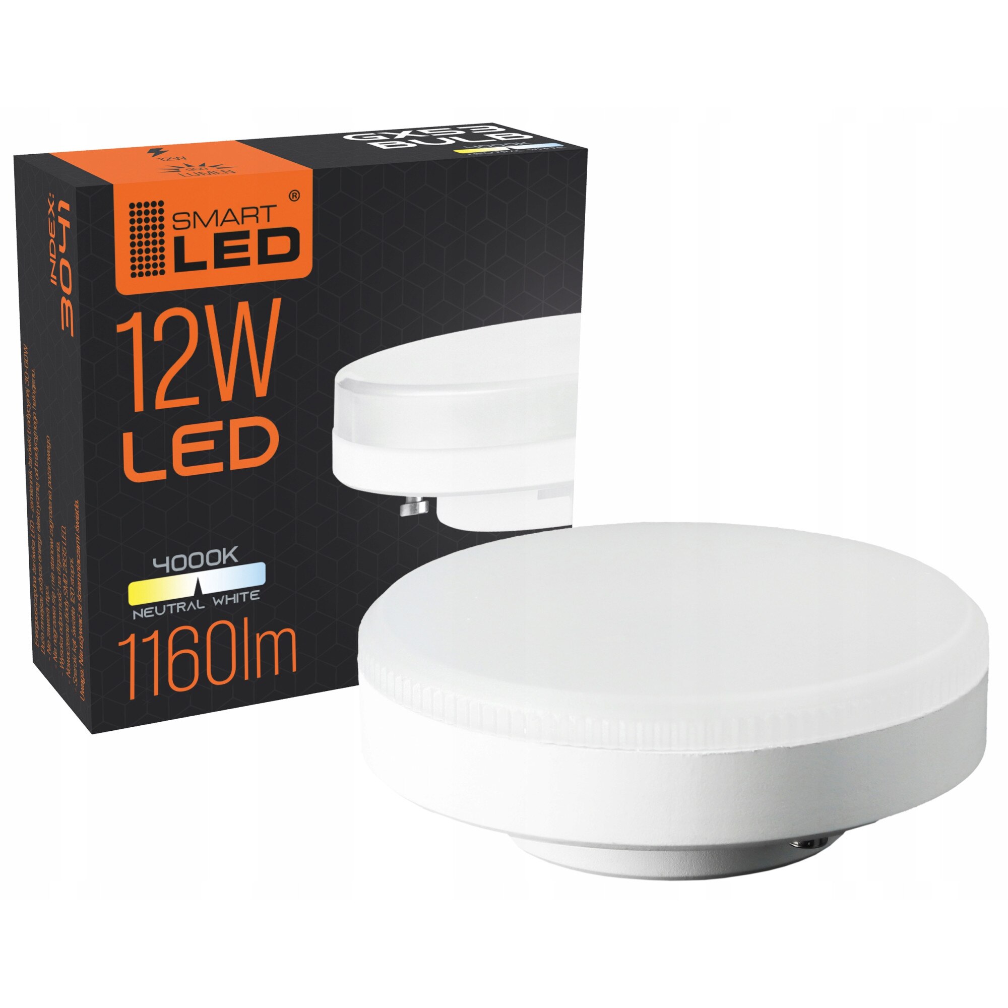 Bec LED GX53, 12W, 1160 lm, lumina neutra, rotund, alb - eMAG.ro