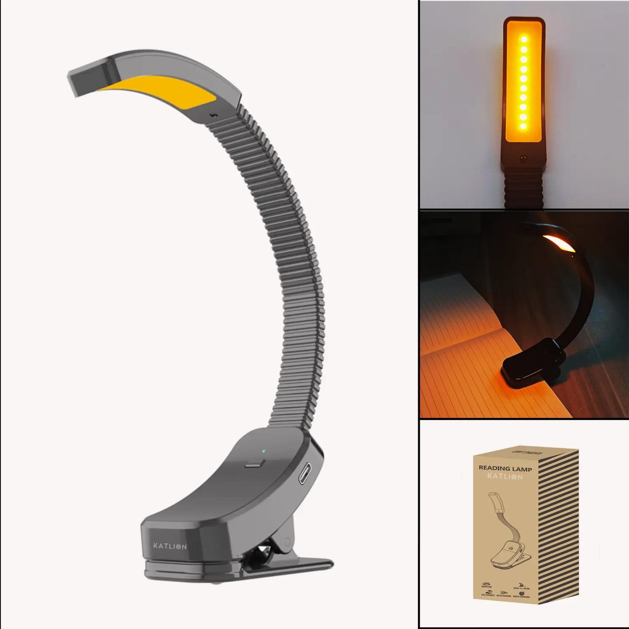 Lampa pentru citit, cu acumulator incorporat, Katlion, cu clips, brat ...