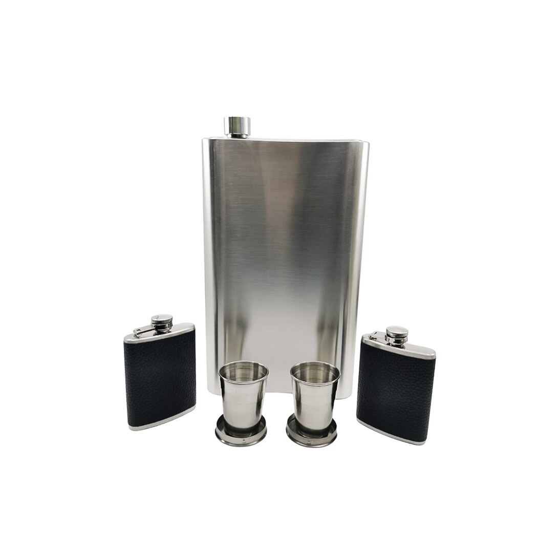 Set plosca cu 2 pahare pliabile din inox GigaDrink Doty®, capacitate 2 ...