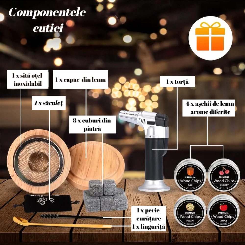 Set pentru afumare Whisky, Cocktail, Coniac, Vodca, Bere, Cafea ...