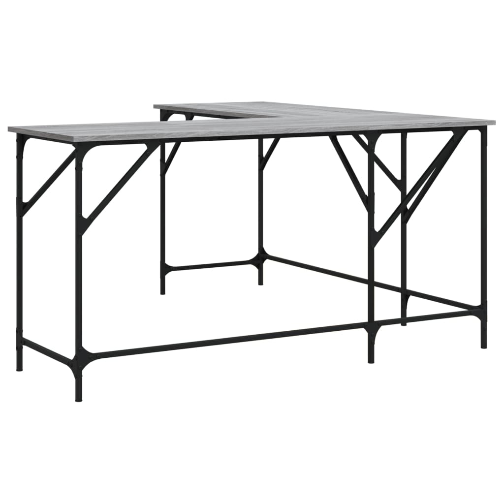 Birou in forma de L, Zakito Europe, Lemn/Metal, 149x149x75cm, Gri/Negru ...