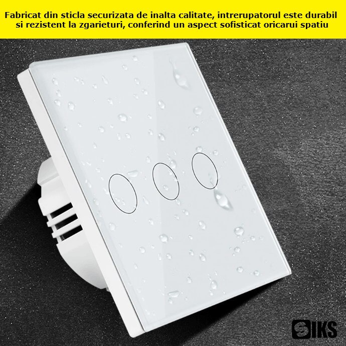 Intrerupator Lumina Triplu Cu Touch SIKS Din Sticla Securizata, De ...