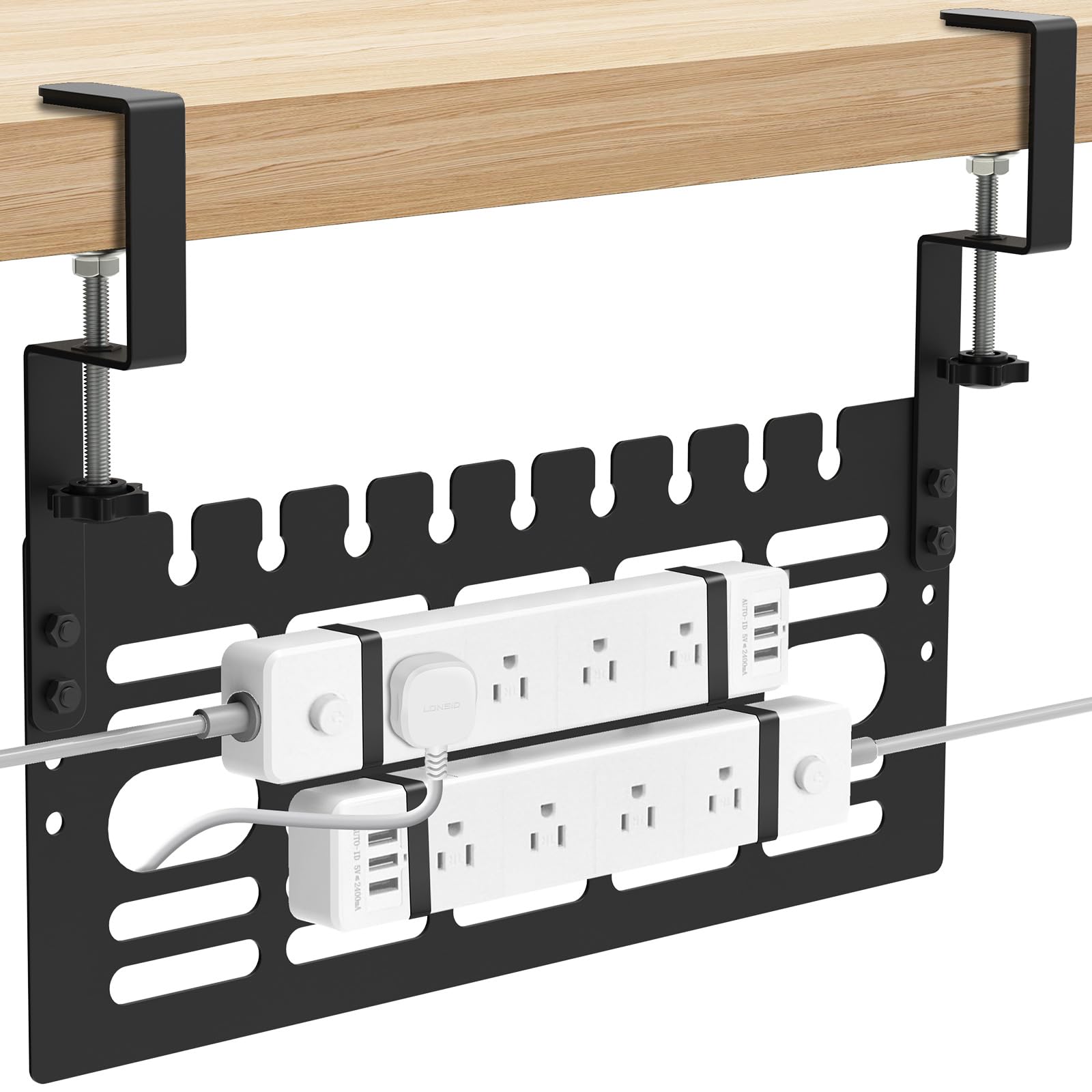 Raft de gestionare cabluri birou, WALALLA, Metal, Negru patinat - eMAG.ro