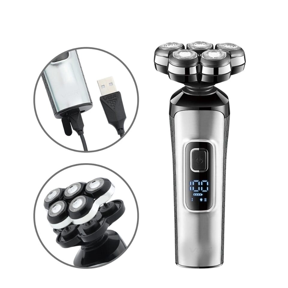 Aparat de barbierit VGR V-385, umed si uscat, cutite 360°, display LED ...