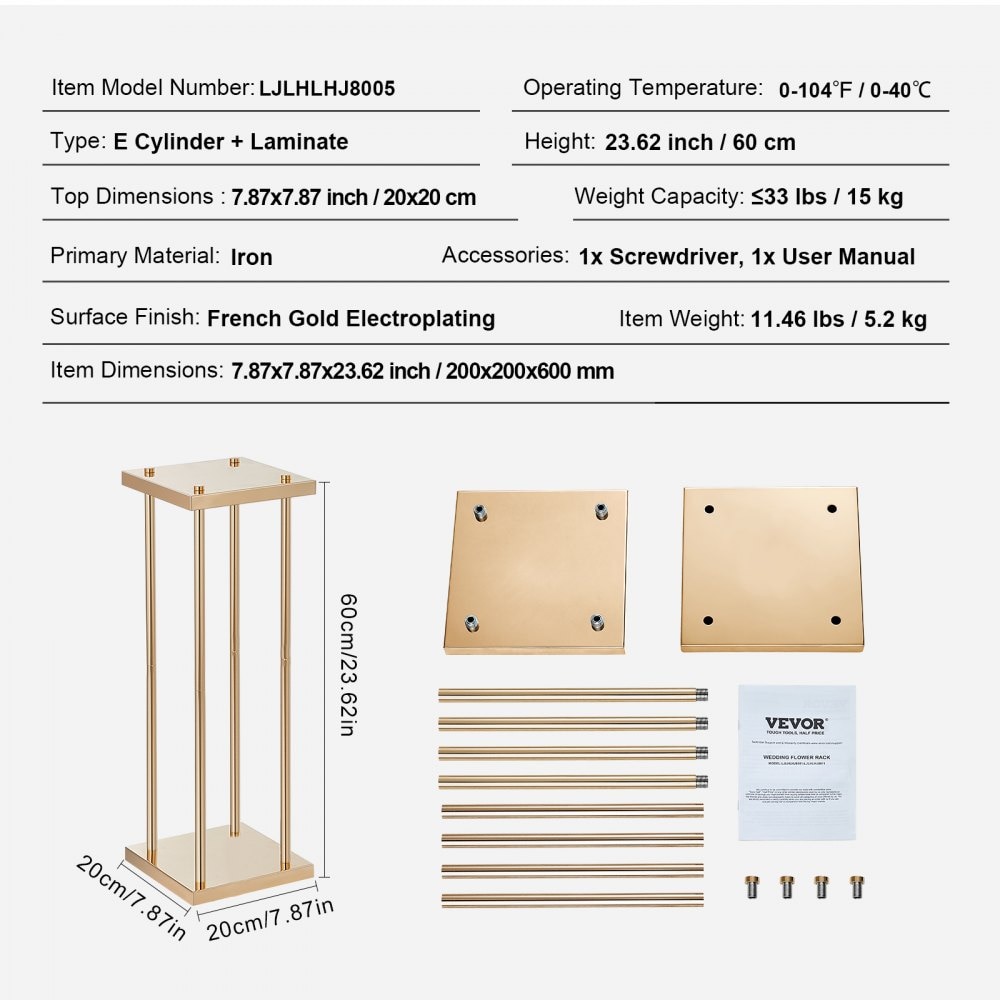 Set 4 Suporturi pentru Flori Decorative de Nunta, Cilindric, Dimensiuni ...
